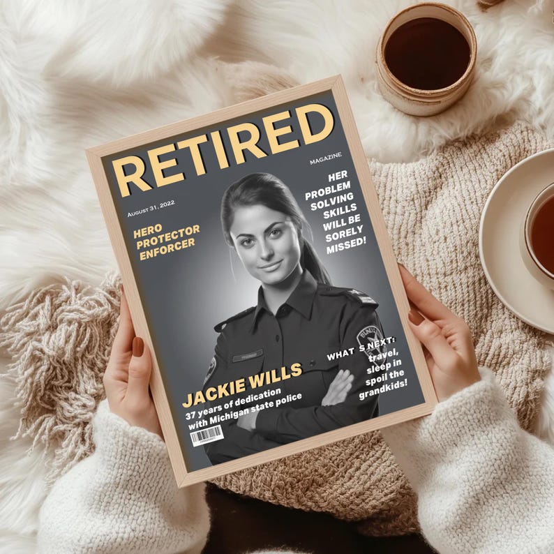 Personalized Retirement Magazine Poster: Custom Photo Gift & Party Wall ...