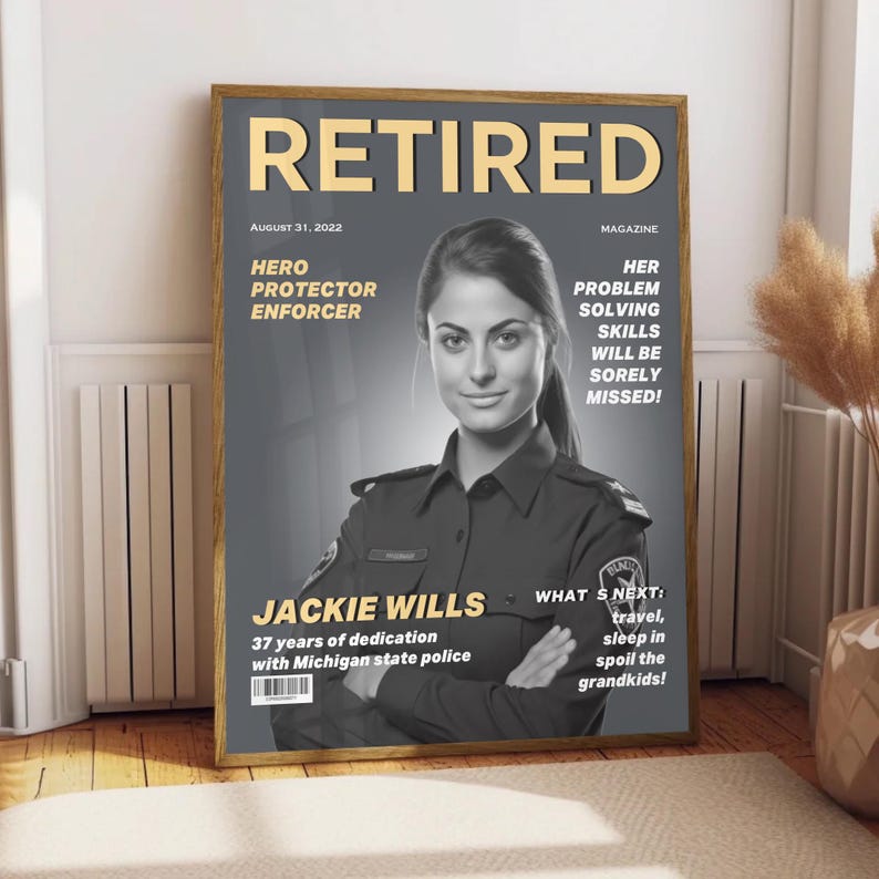 Personalized Retirement Magazine Poster: Custom Photo Gift & Party Wall ...