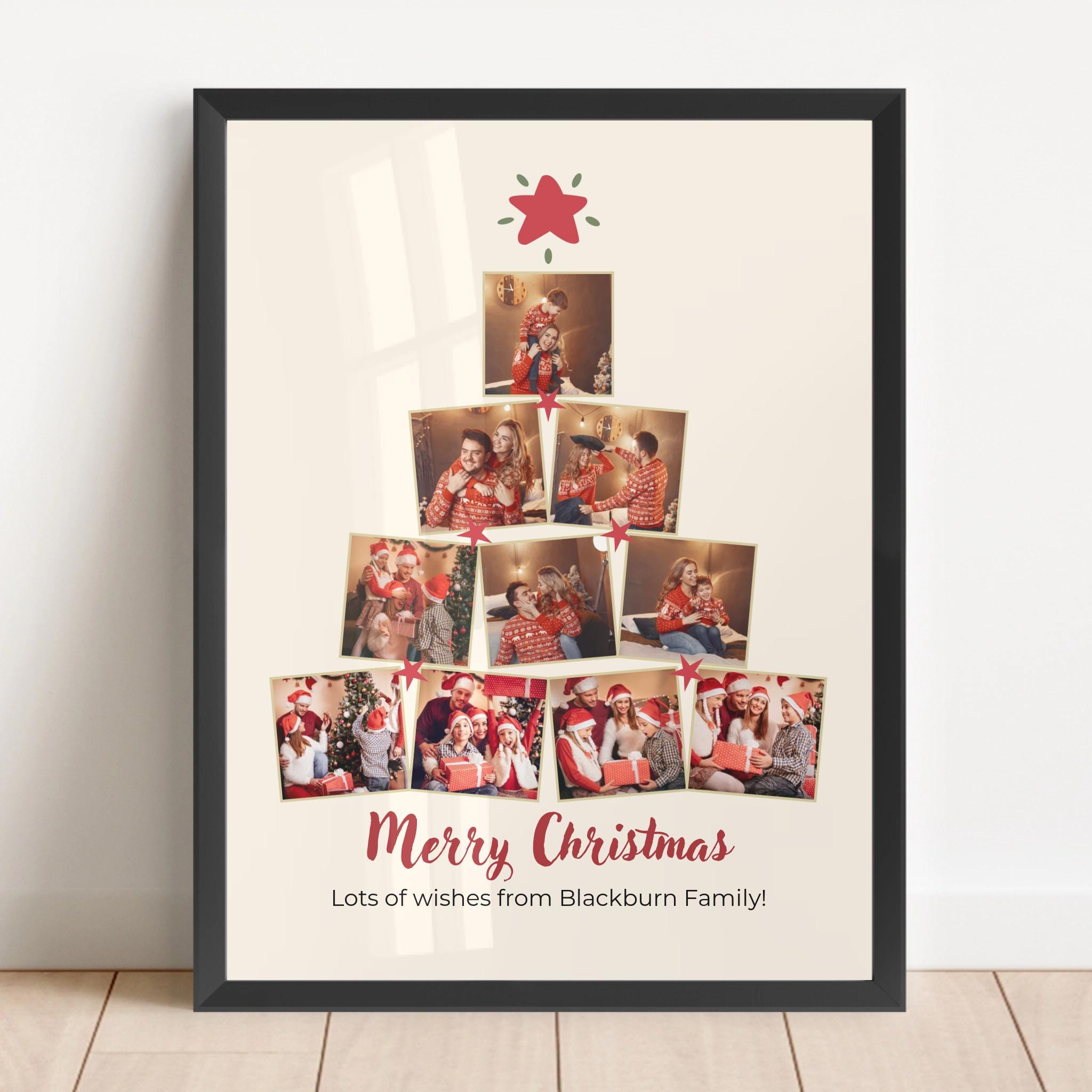 Personalized Christmas Tree Photo Collage Print: Custom Holiday Decor ...