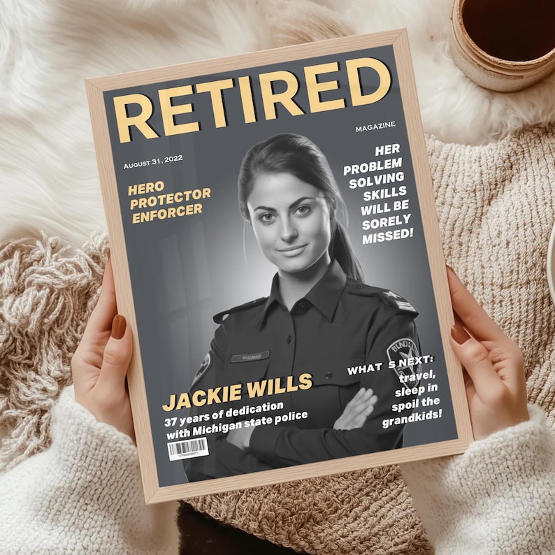 Personalized Retirement Magazine Poster: Custom Photo Gift & Party Wall ...