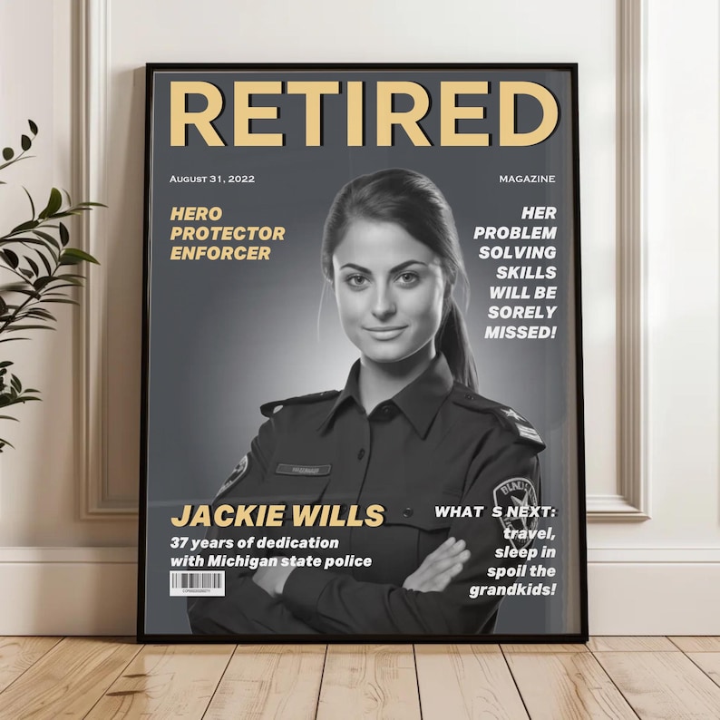 Personalized Retirement Magazine Poster: Custom Photo Gift & Party Wall ...