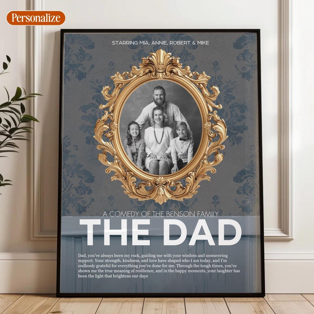 Custom Movie Poster for Dad, Personalized Editorial Print, Unique ...