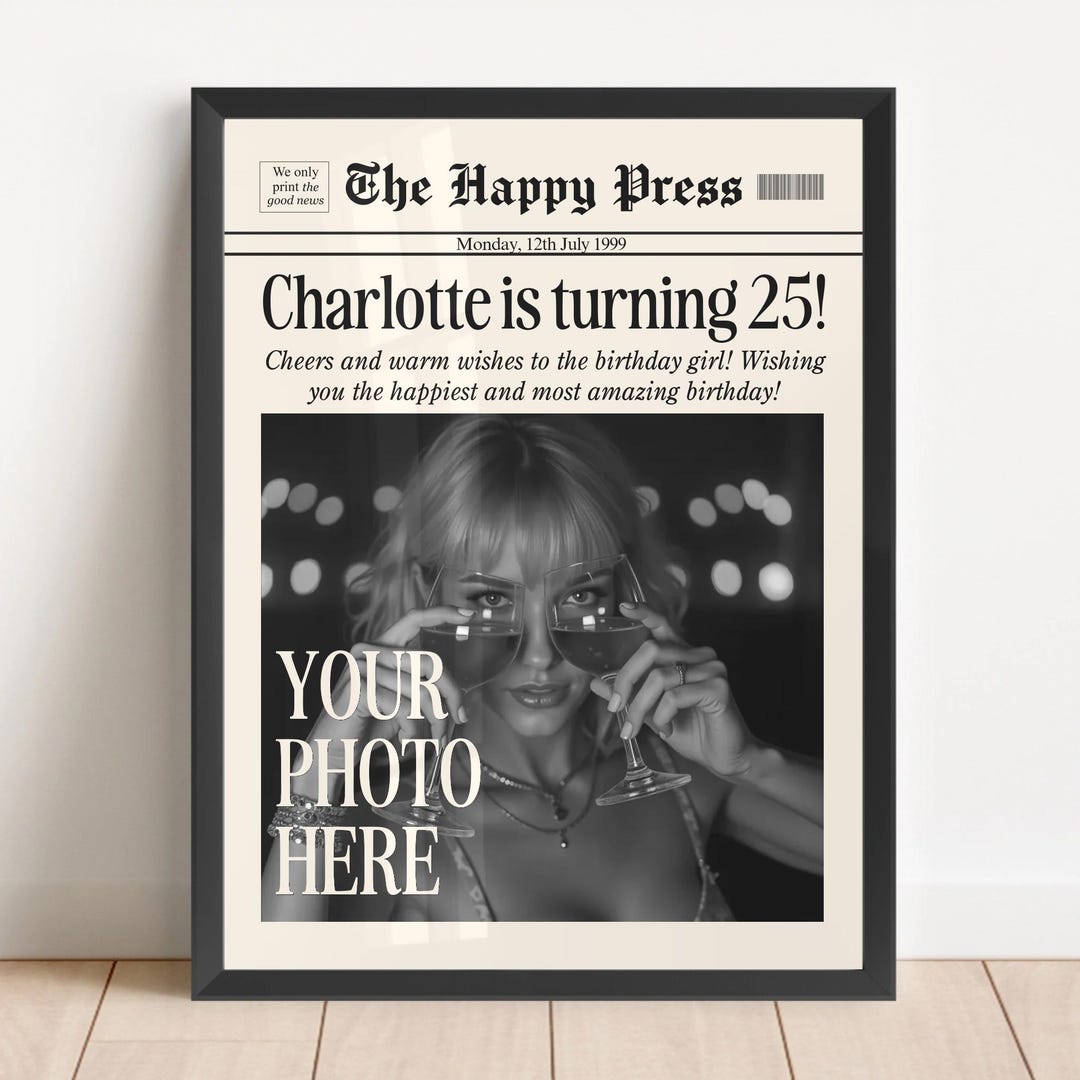 Newspaper Style Print: Custom Photo Birthday Gift Poster - Etsy