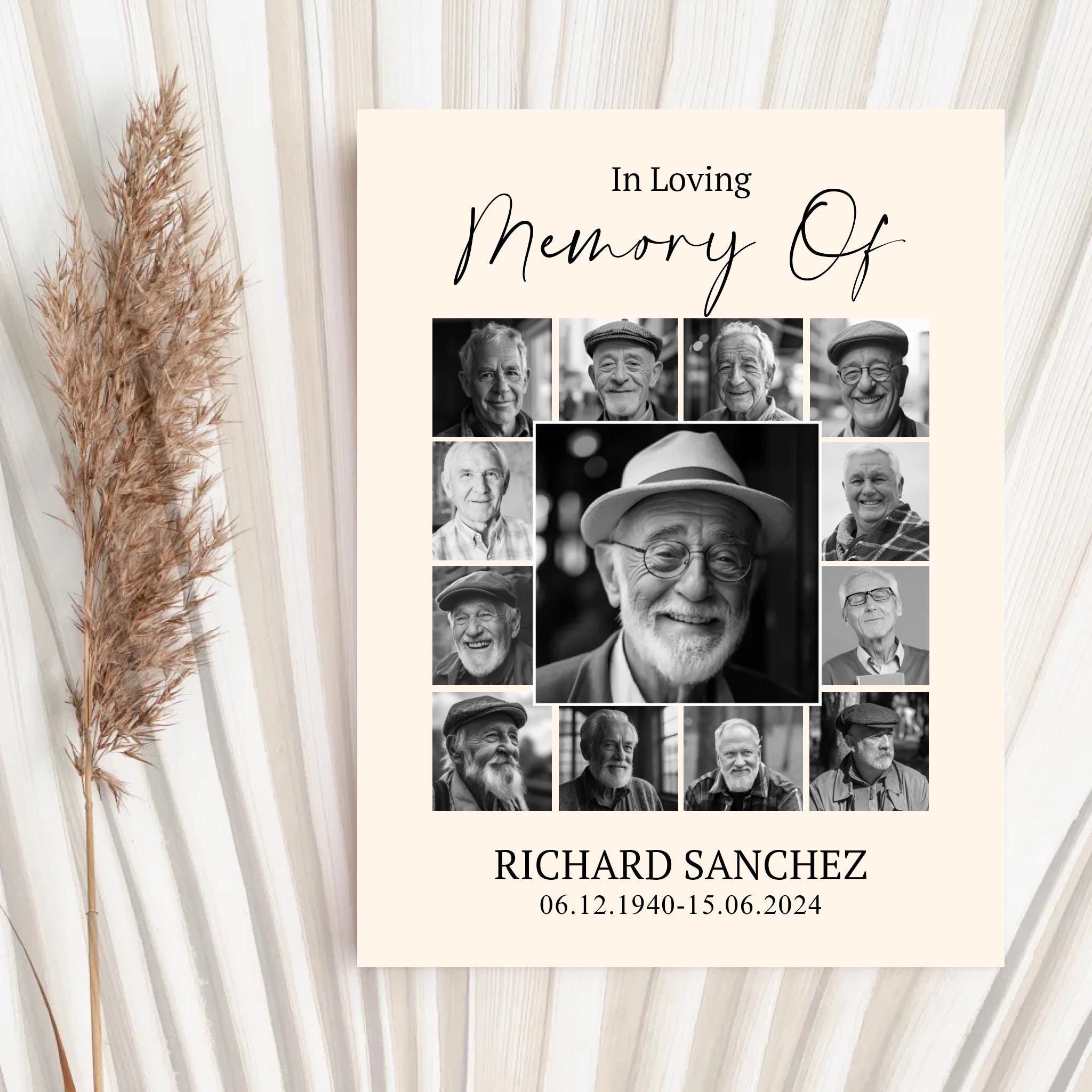 Personalized “in Loving Memory” Photo Collage Sign Set: Funeral ...