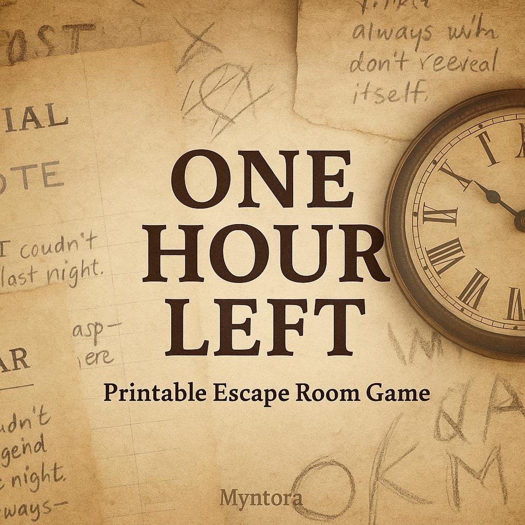 One Hour Left – Mini Escape Room Printable Game | Mystery Puzzle | Solo ...
