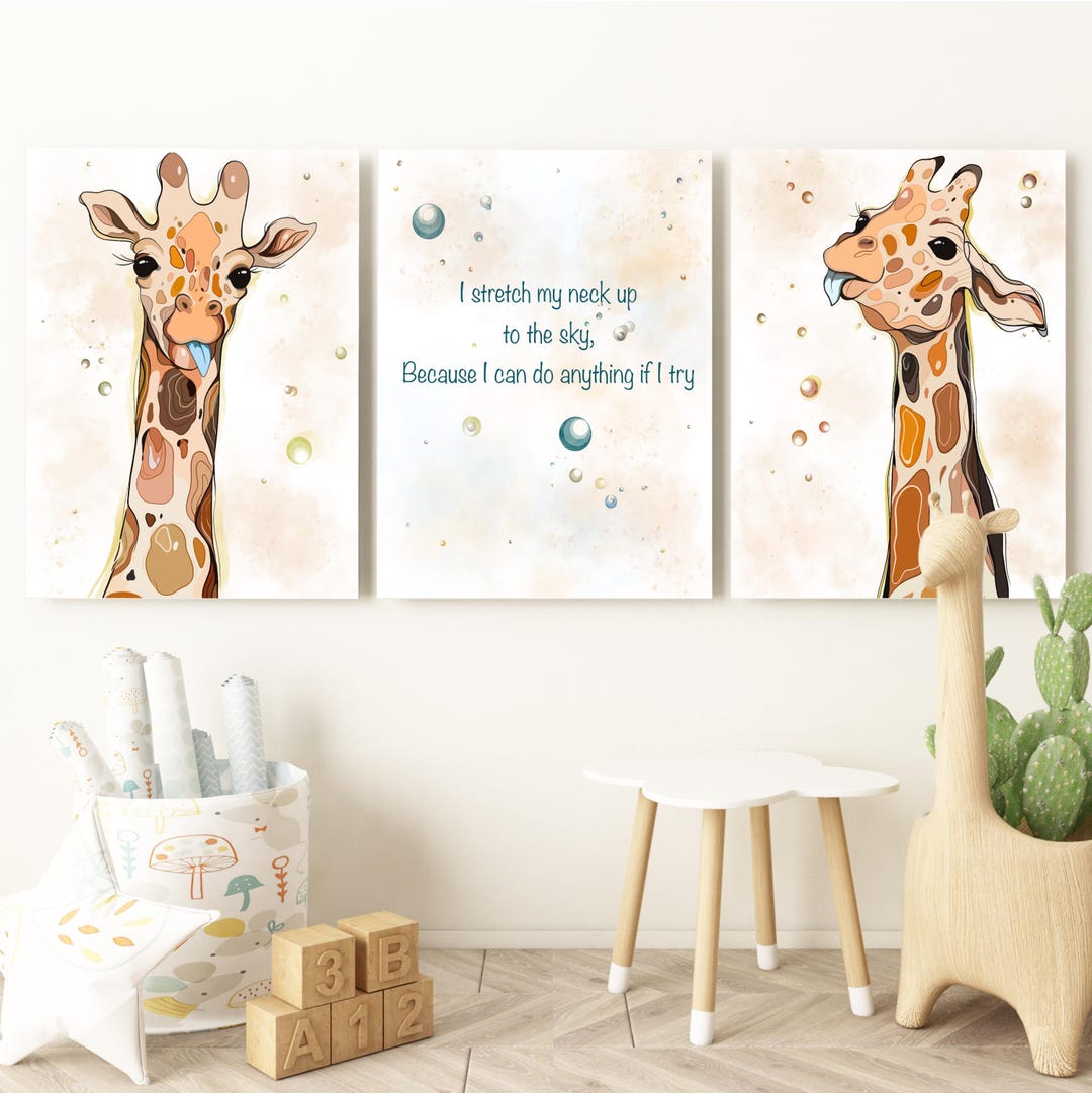 Motivational Giraffe Nursery Prints – Set of 3 Digital Posters With ...