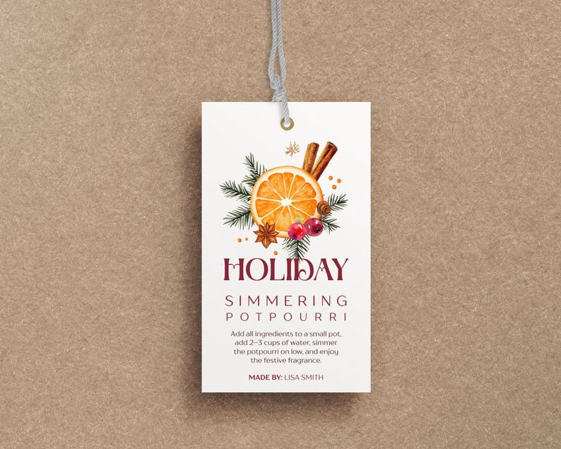 Holiday Simmering Potpourri Gift Tag Template | Christmas Simmer Pot ...