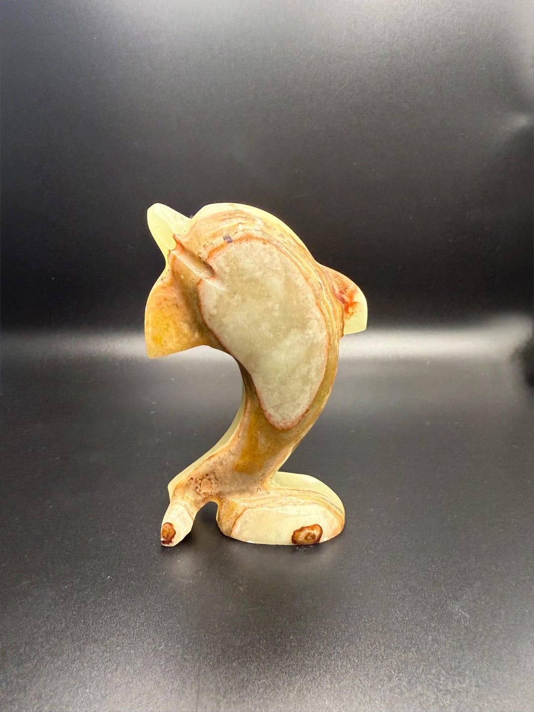 Hand-carved Green Onyx Dolphin | Natural Stone Figurine | Crystal ...