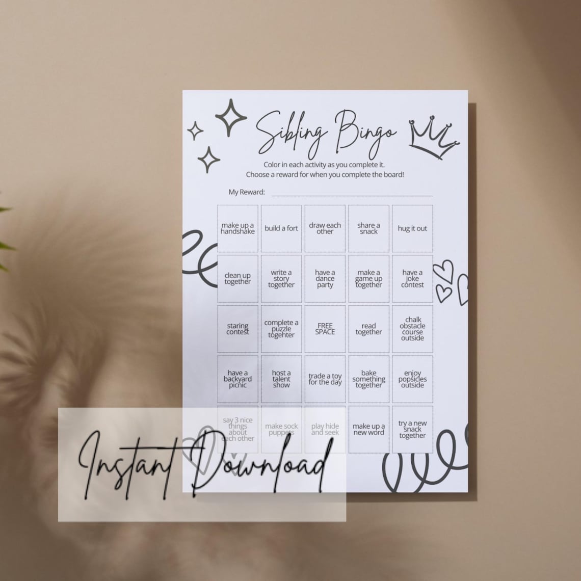 Sibling Summer Challenge Bingo – Printable Activity Game for Kids ...