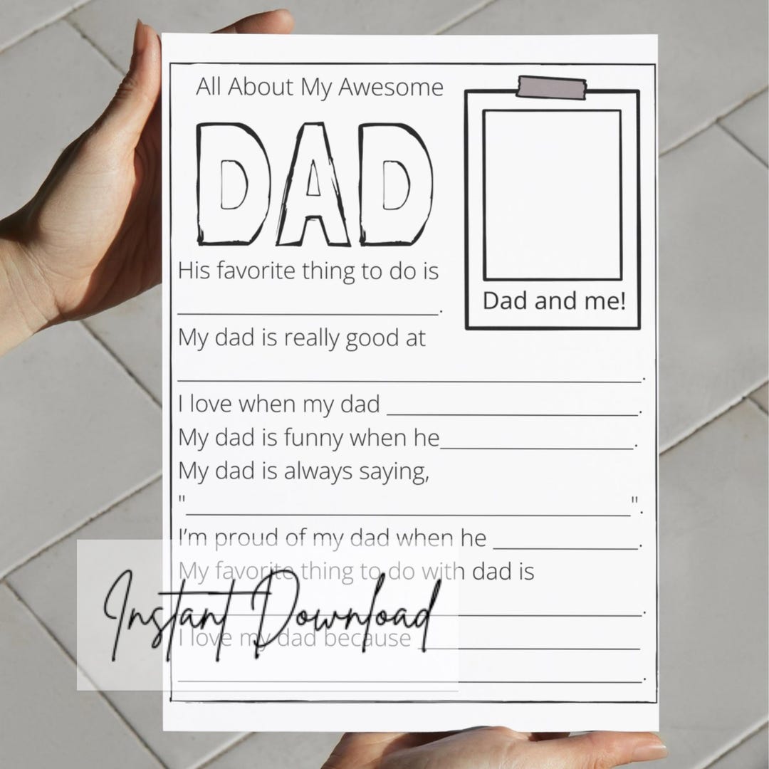 All About My Dad Coloring Page – Printable Father’s Day Activity for ...