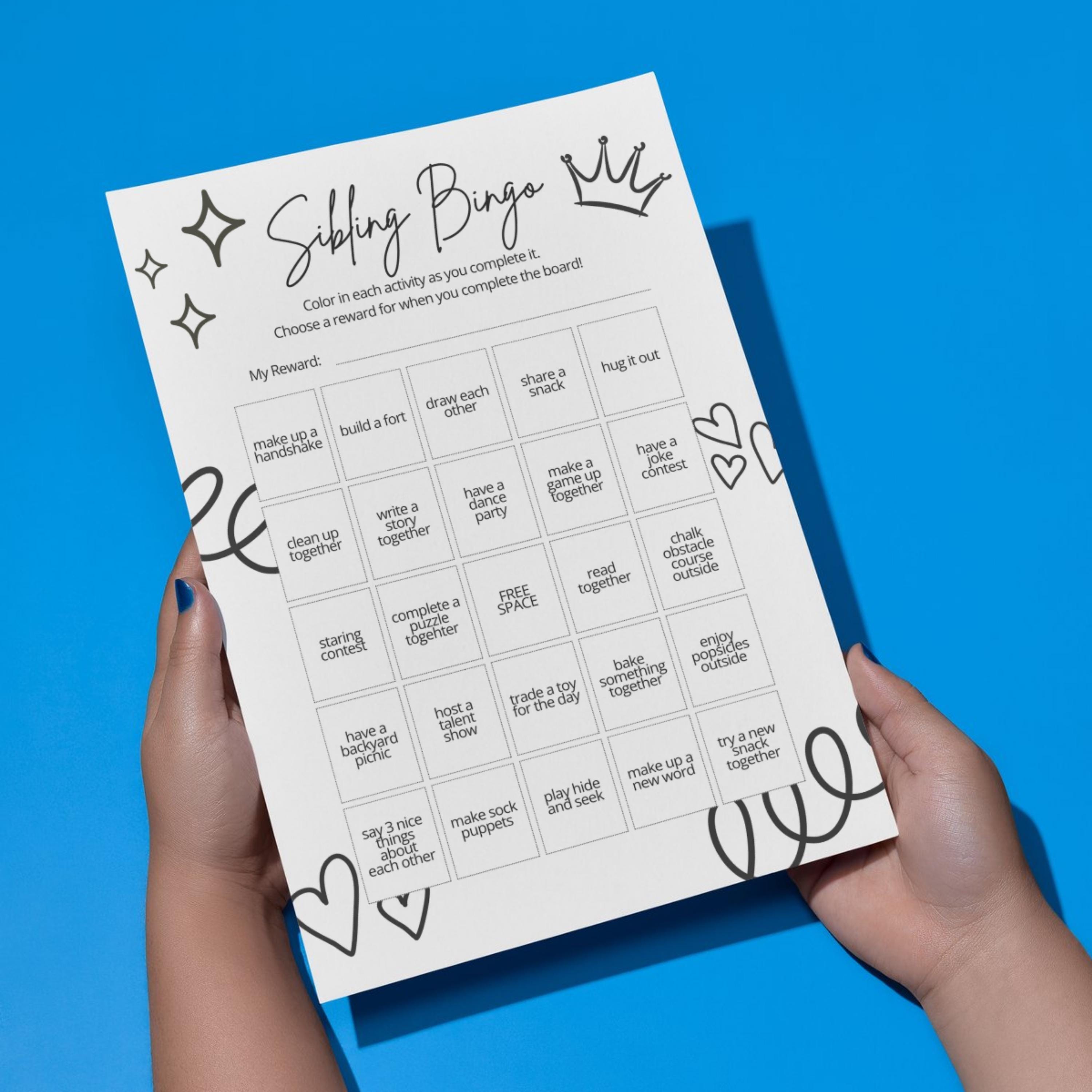 Sibling Summer Challenge Bingo – Printable Activity Game for Kids ...