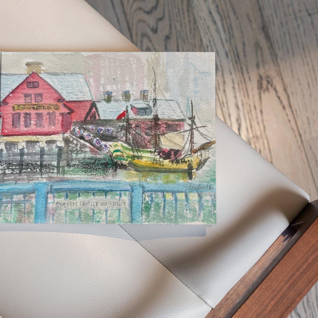 Boston Harbor Print Wall, Hand Painted Travel Art Wall Livingroom ...