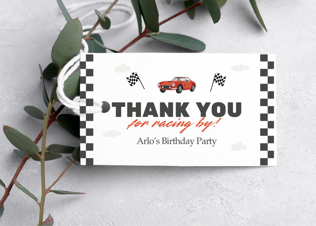 Two Fast Birthday | Race Car Theme| Thank You Card | Editable Template ...