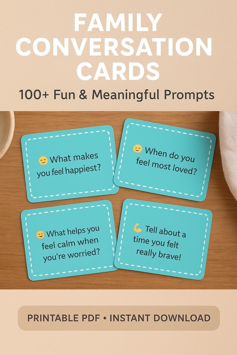 Family Conversation Cards: 100+ Printable Prompts, Fun Game (PDF ...