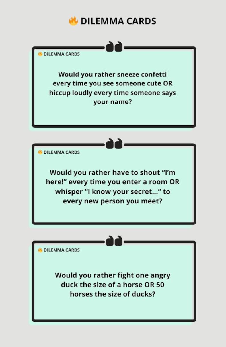 THE IMPOSSIBLE CHOICE™ – Printable Party Game - 150 Cards - Instant ...