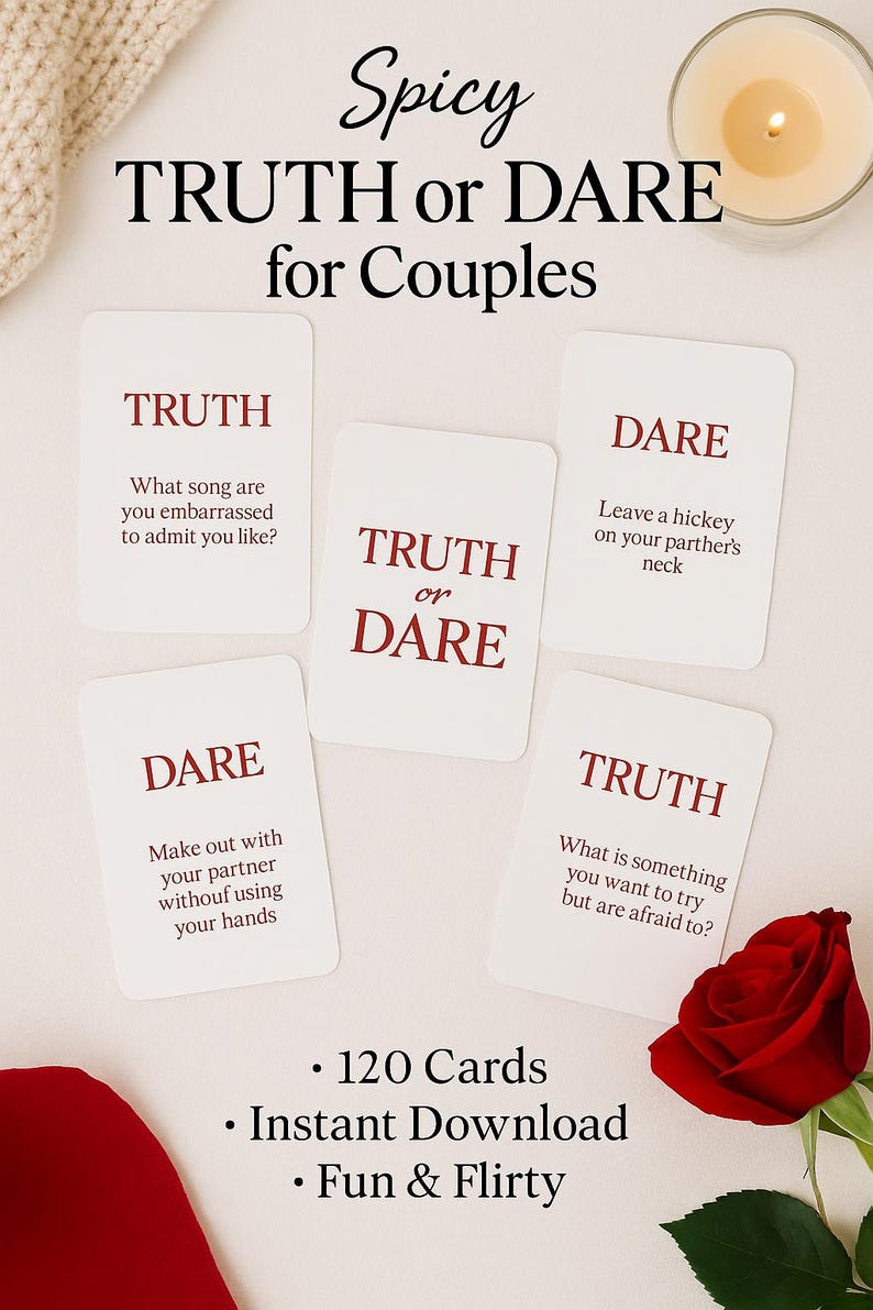 Truth or Dare - Spicy Edition Couples Card Game Print and Play, Date ...