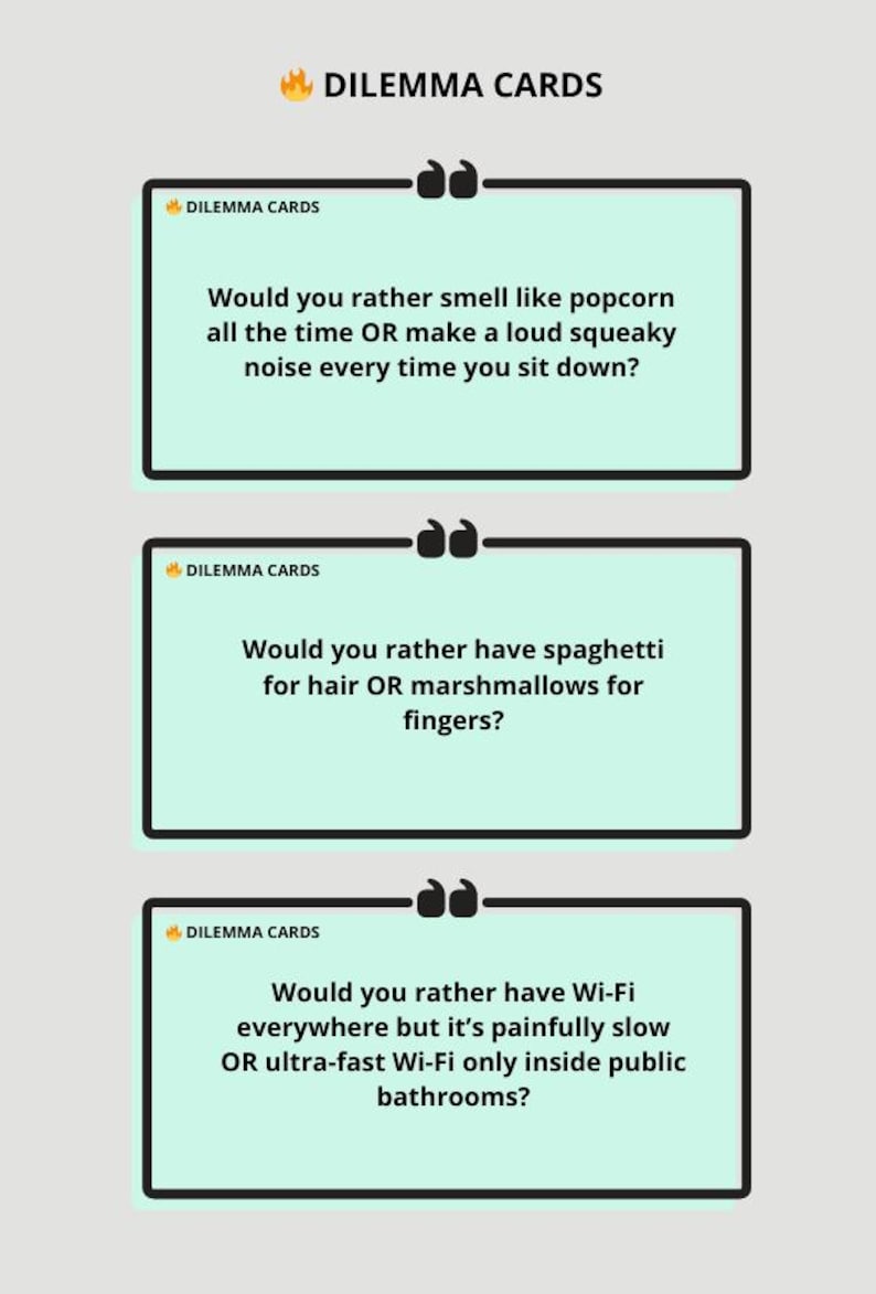 THE IMPOSSIBLE CHOICE™ – Printable Party Game - 150 Cards - Instant ...