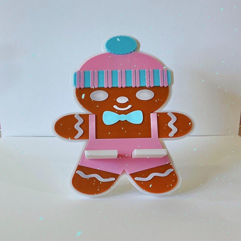 Gingerbread Man Phone Stand 3D Print File | Christmas Desk Decor (STL ...