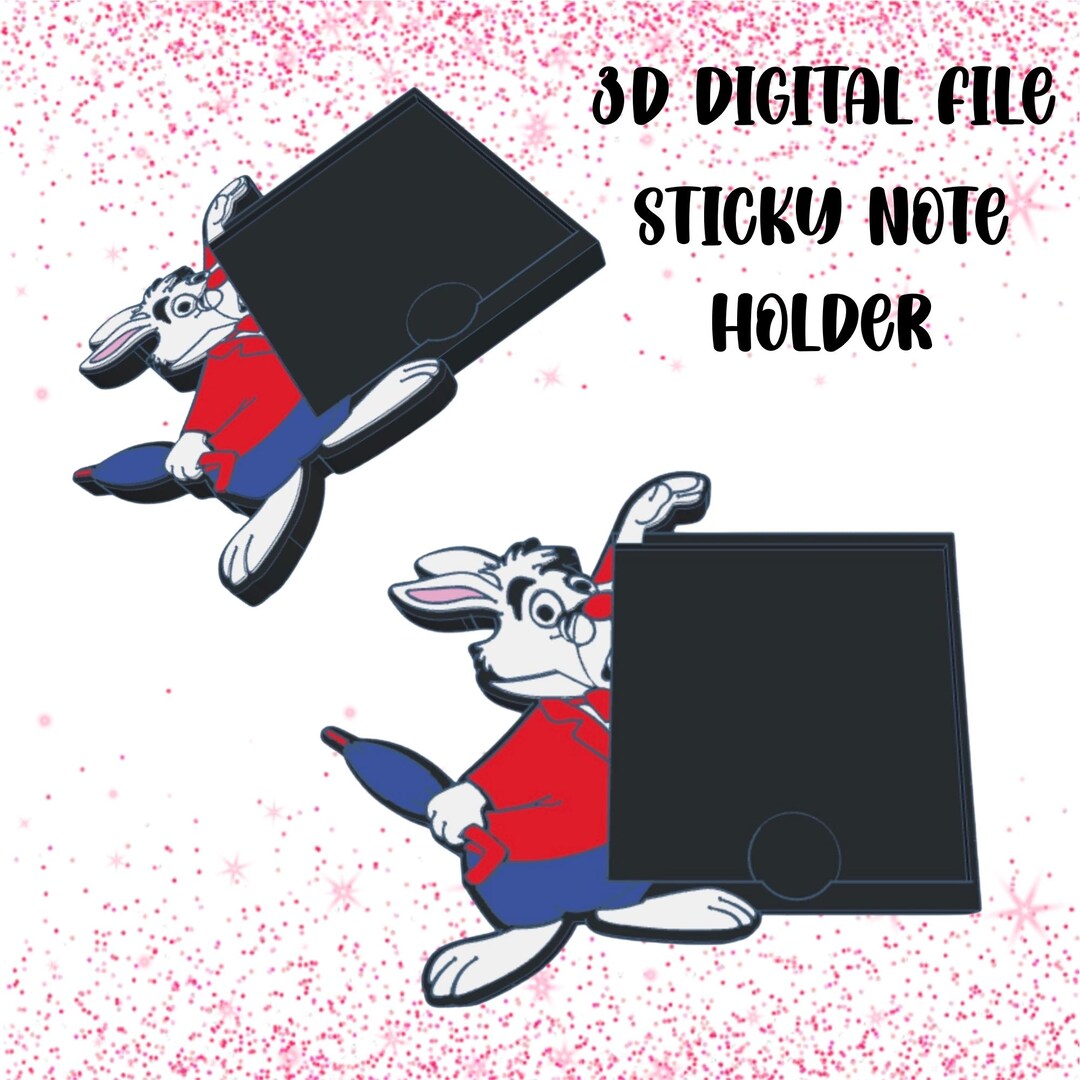 White Rabbit Sticky Note Holder | Wonderland Desk Decor | 3D Print STL ...