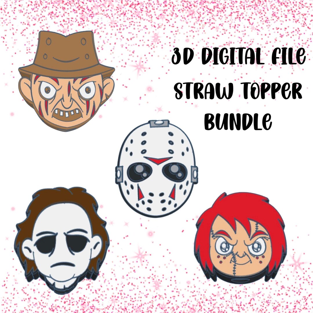 Horror Movie Straw Topper 3D Print Files | Halloween Tumbler Bundle ...