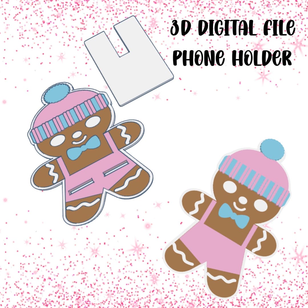 Gingerbread Man Phone Stand 3D Print File | Christmas Desk Decor (STL ...