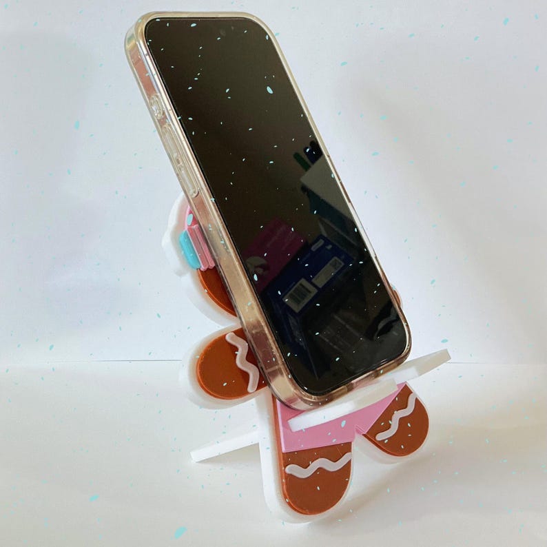 Gingerbread Man Phone Stand 3D Print File | Christmas Desk Decor (STL ...