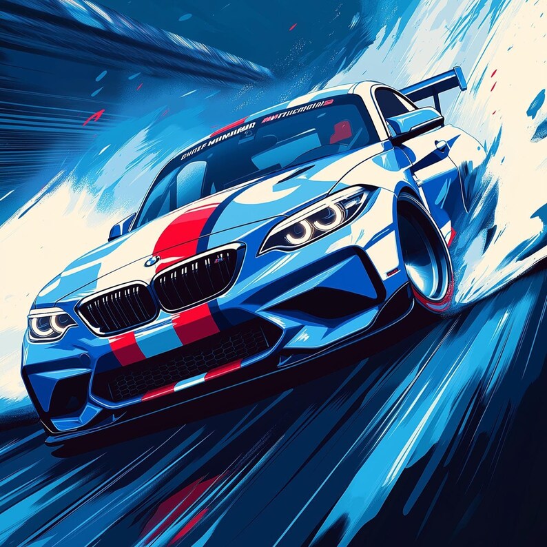 BMW M Drift Poster – Dynamic Racing Art Print | Aesthetic Comic-style ...