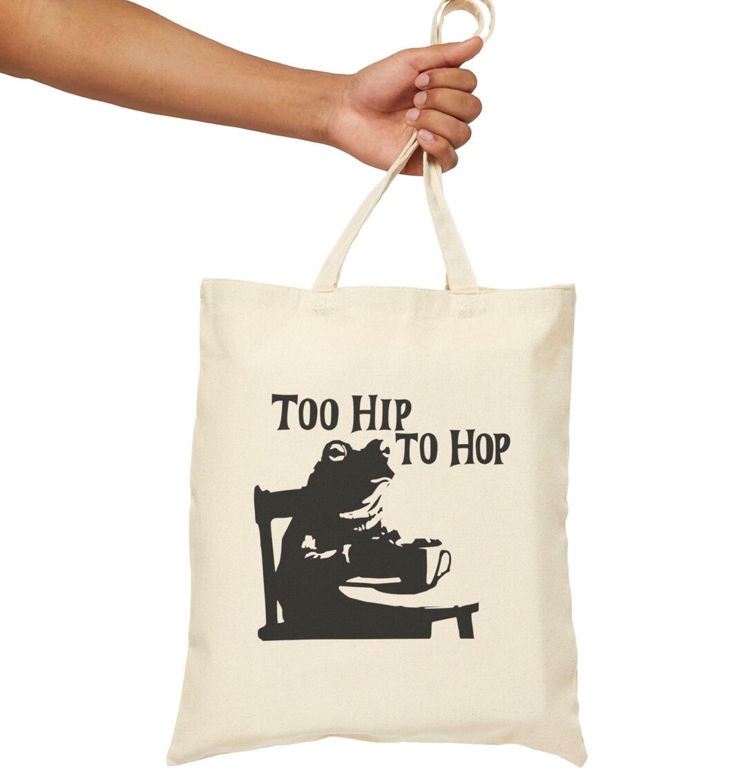 Too Hip to Hop,hipster Beatnik Frog Canvas Tote Bag, Reusable Eco ...