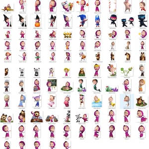 Masha and the Bear 105 Images, PNG, Alphabet, Masha's Birthday, Instant ...