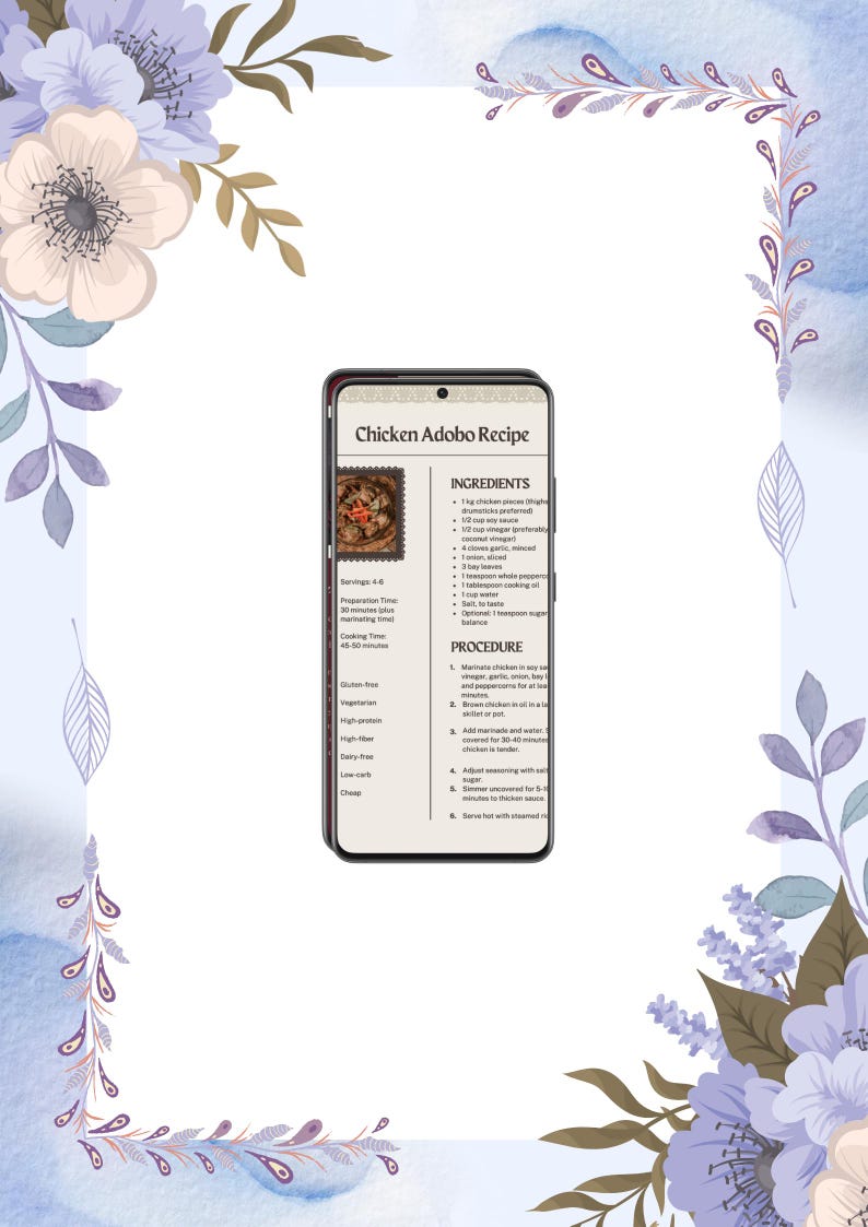 Printable Recipe Card Template | Beige Red Minimalist Menu | Editable ...