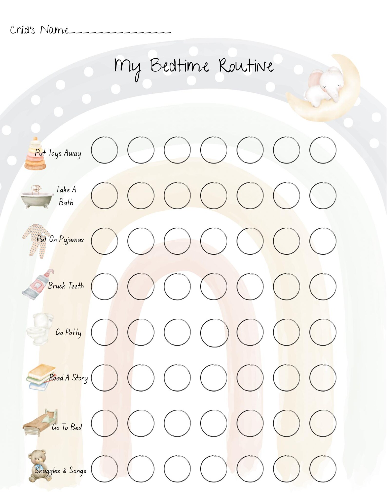Printable Bedtime Routine Chart + Reward Stickers | Gentle Toddler ...