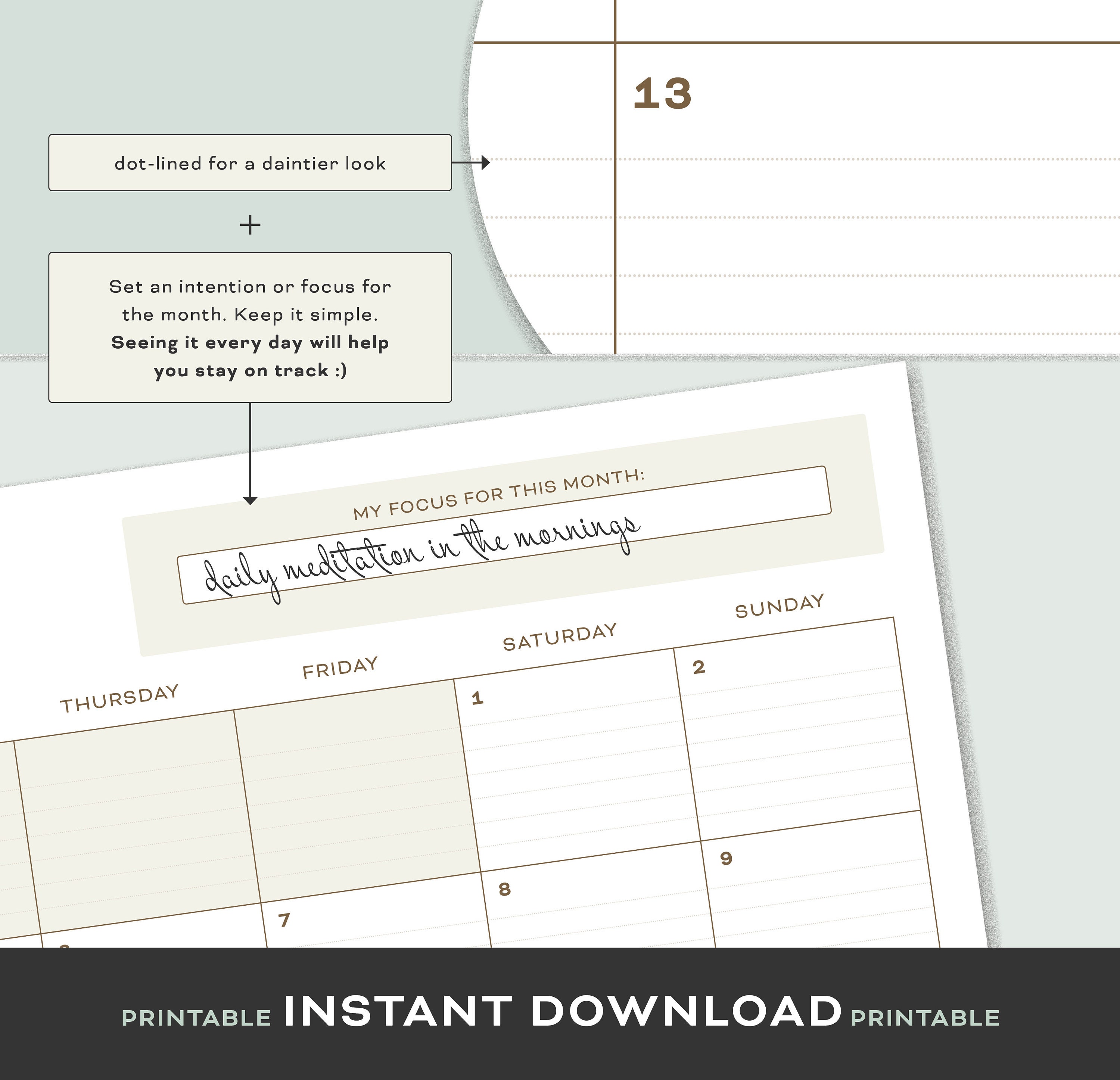 Retro Daisy 2023 Calendar Printable | Monday Start | Lined | Simple ...