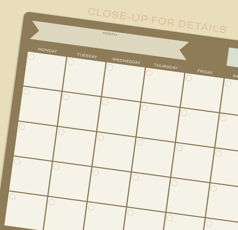Blank Open Calendar Printable in Brown Retro Minimalist - Etsy