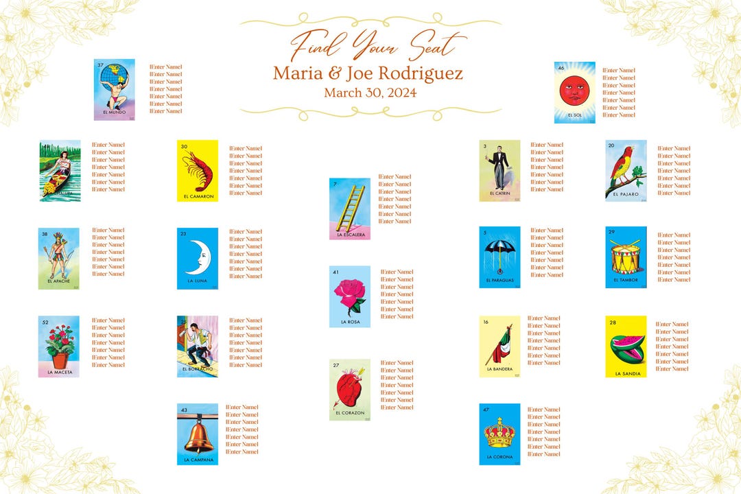 Loteria Seating Chart - Etsy