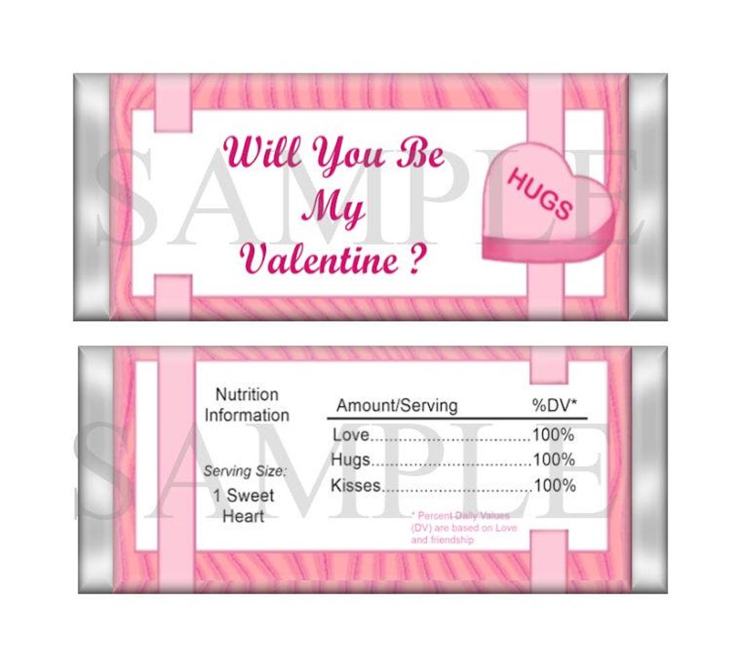 Candy Bar Wrappers - Wrapper Set - Valentines Candy Heart (wrapper ...