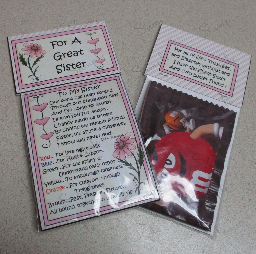 Sister Fun Size M&m®'s Packet Sets toppers, Inserts, and Bags Only No ...