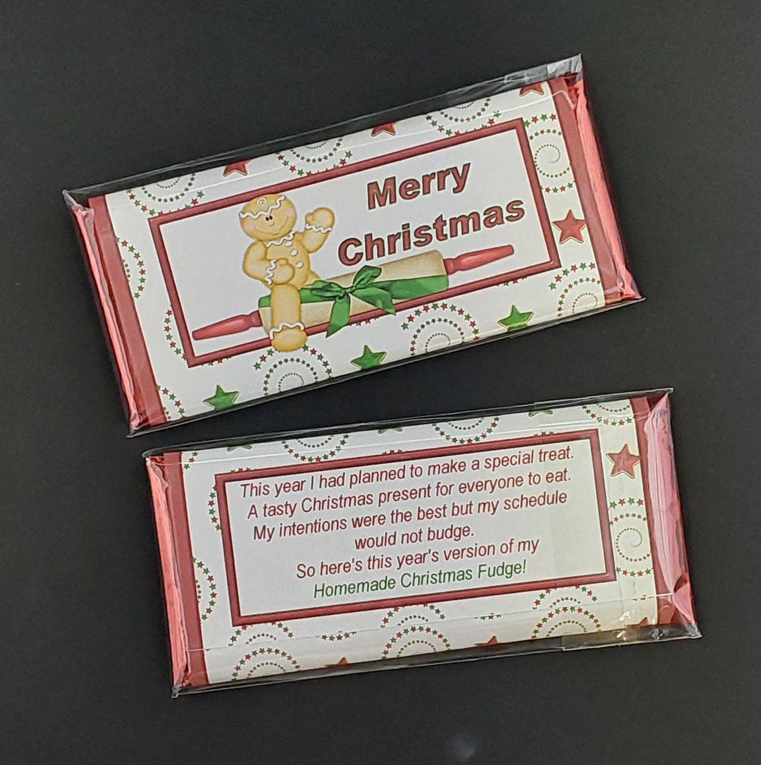 Candy Bar Wrapper Set Christmas Fudge wrapper Foil Pouch Clear Plastic ...