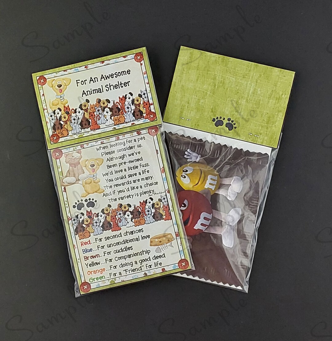 Animal Shelter Fun Size M&m®'s Packet Sets toppers, Inserts, and Bags ...