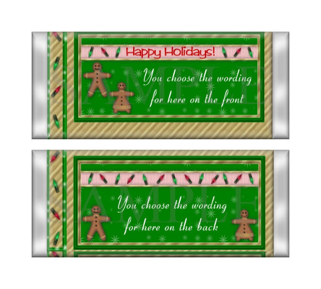 Candy Bar Wrapper Set Gingerbread Christmas wrapper Foil Pouch Clear ...