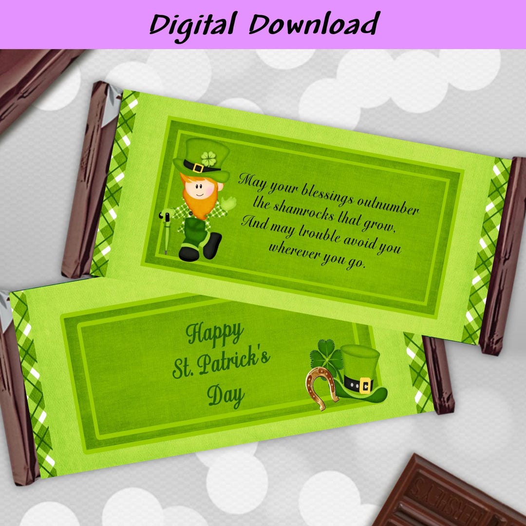 St Pat, St. Patrick's Day Printable Candy Bar Wrappers, Instant ...