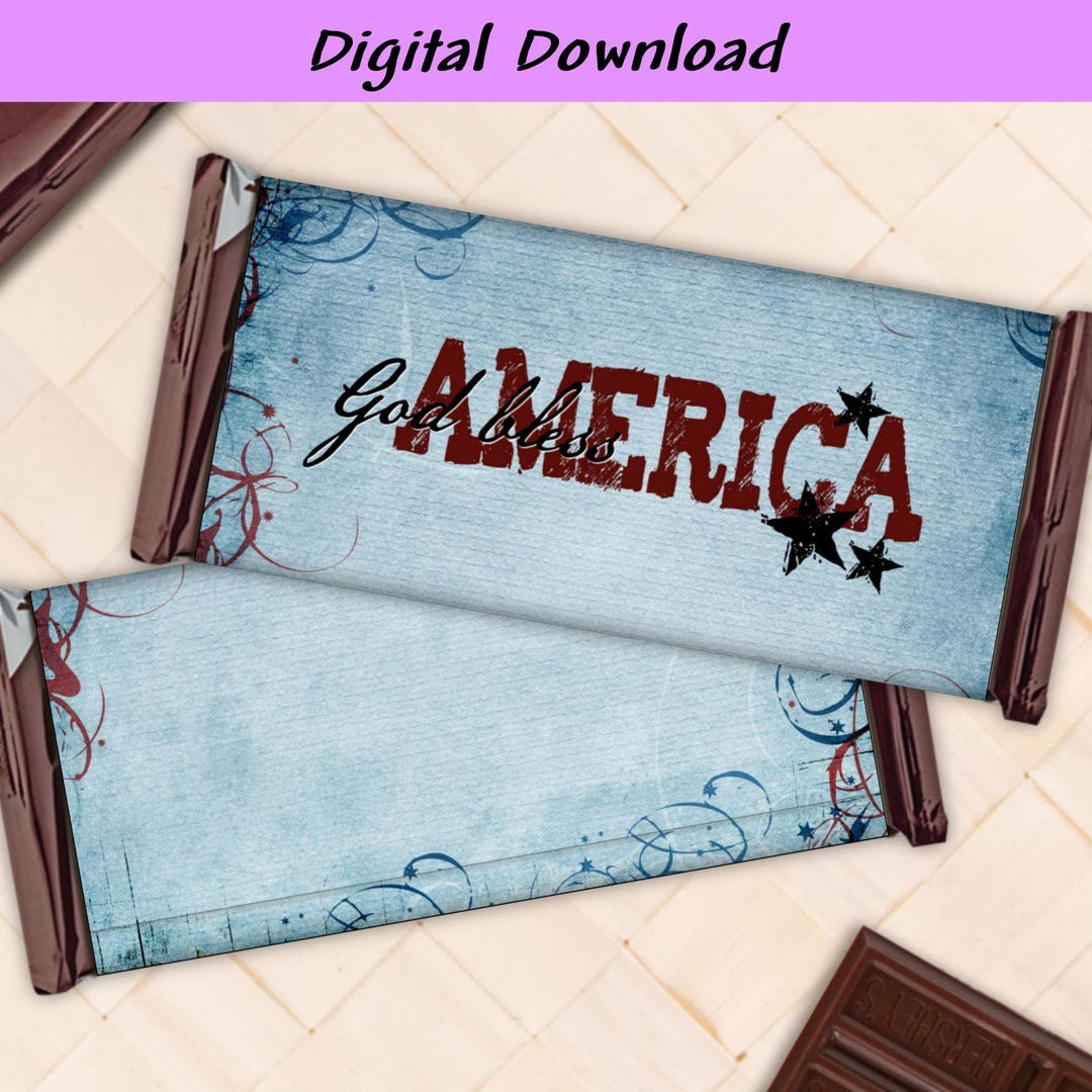 God Bless America Printable Candy Bar Wrappers, Instant Download - Etsy