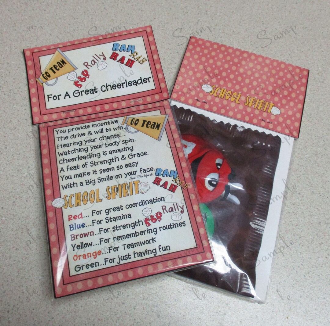 Cheerleader Fun Size M&m®'s Packet Sets toppers, Inserts, and Bags Only ...