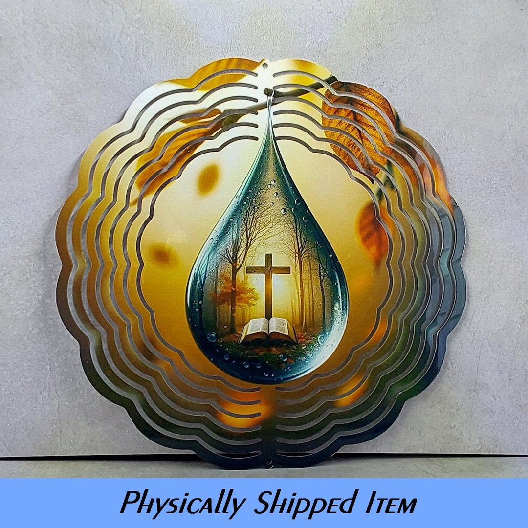 Raindrop Cross Bible Wind Spinner - Etsy