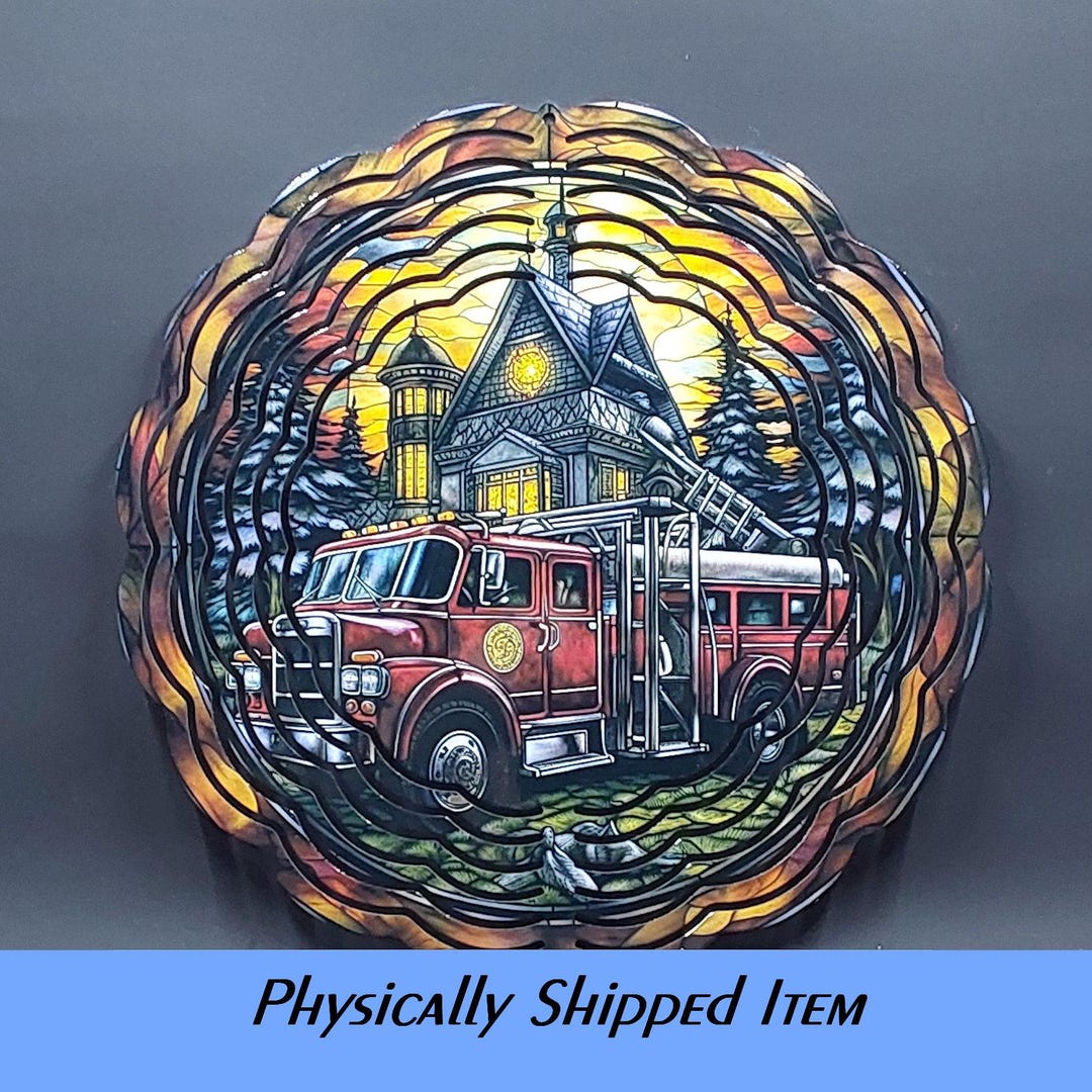 Stained Glass Fire Engine Wind Spinner - Etsy