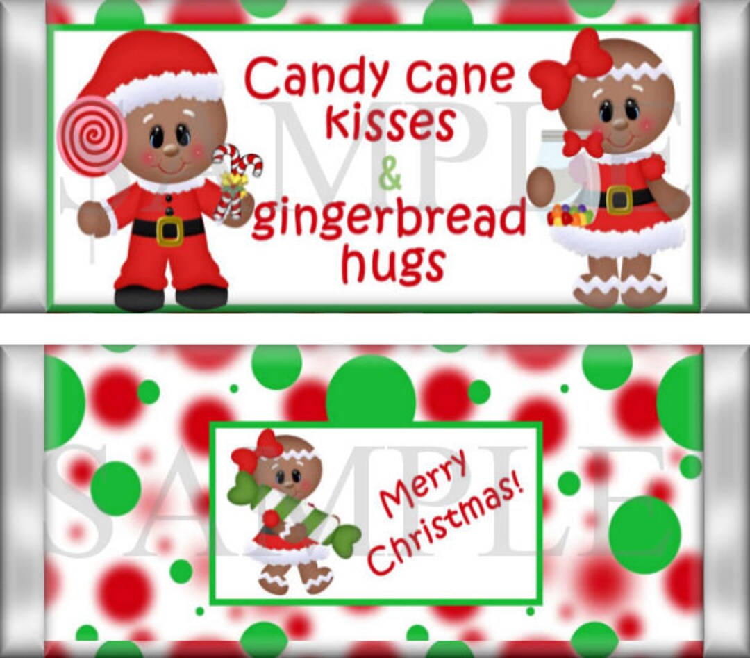 Candy Bar Wrapper Set Candy Cane Kisses Christmas wrapper Foil Pouch ...