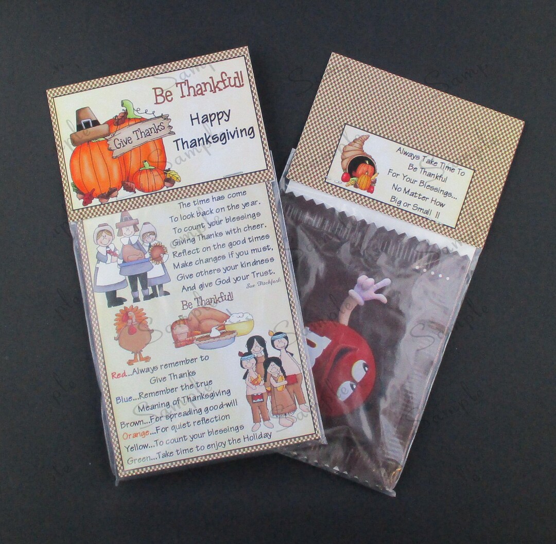 Thanksgiving Fun Size M&m®'s Packet Sets; Toppers, Inserts, and Bags ...