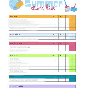 Editable Kids Chore Chart & Reward System | Summer Routine Printable ...
