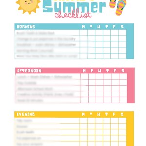 Editable Kids Chore Chart & Reward System | Summer Routine Printable ...