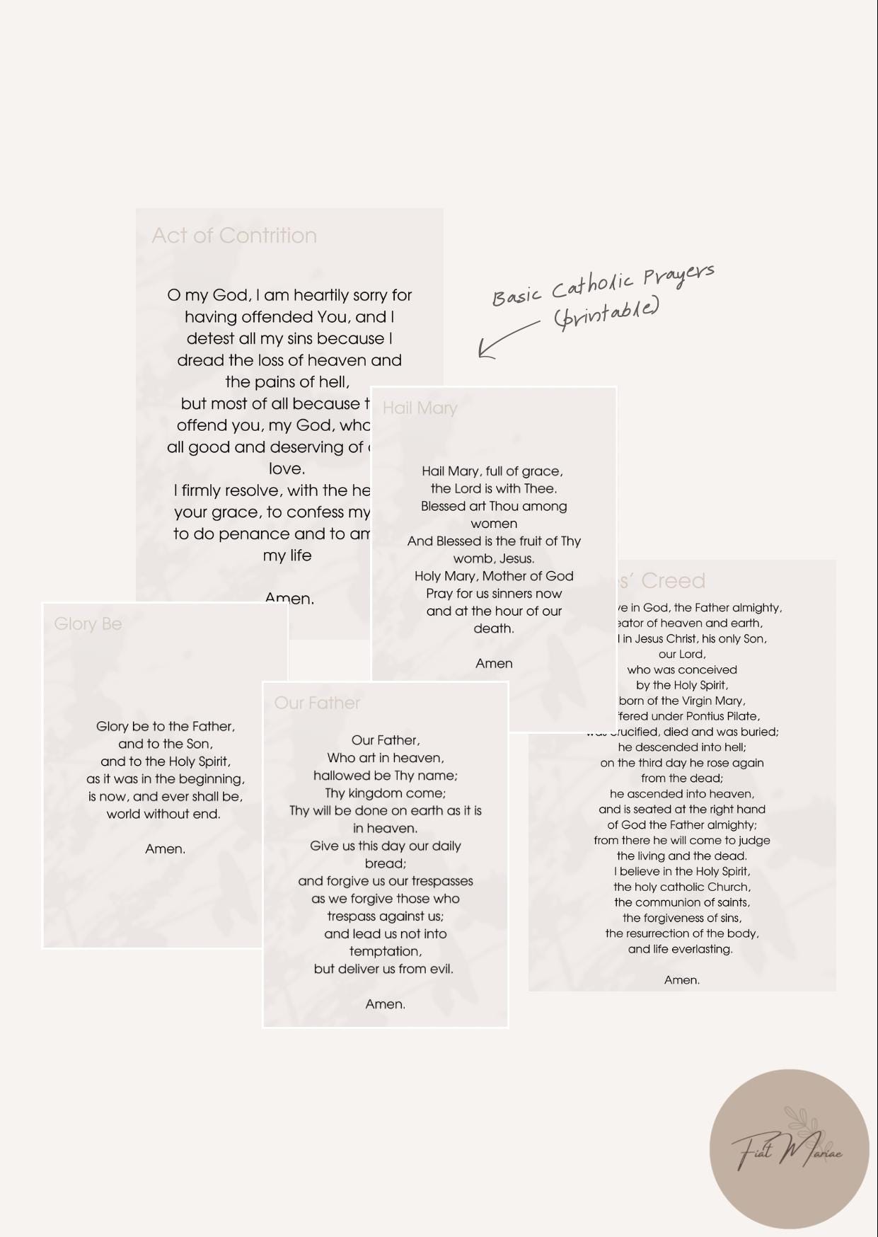 Catholic Prayer Cards Printable – Set of 5 Digital Downloads – Our ...