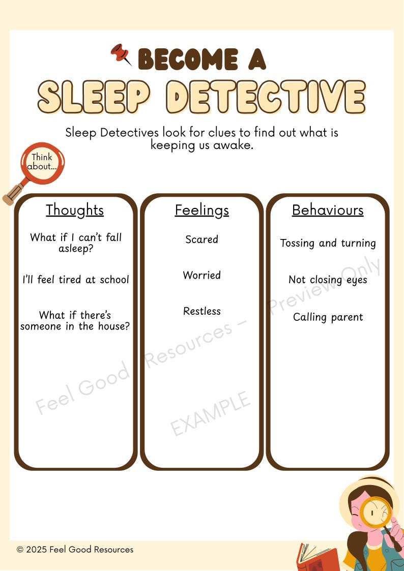 Sleep Detective Worksheet for Kids | Cbt-informed Sleep Hygiene ...